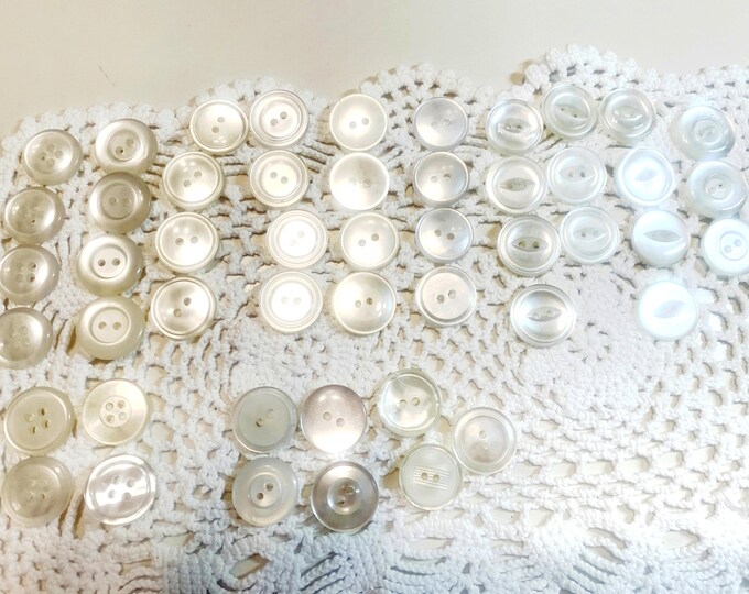 Vintage Pearlescent Buttons: 54 Asst White/off-white Sewing Buttons - Etsy
