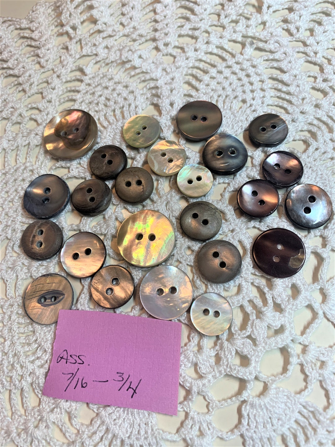 24 Assorted Abalone or Oyster Shell Antique Buttons 2-hole - Etsy