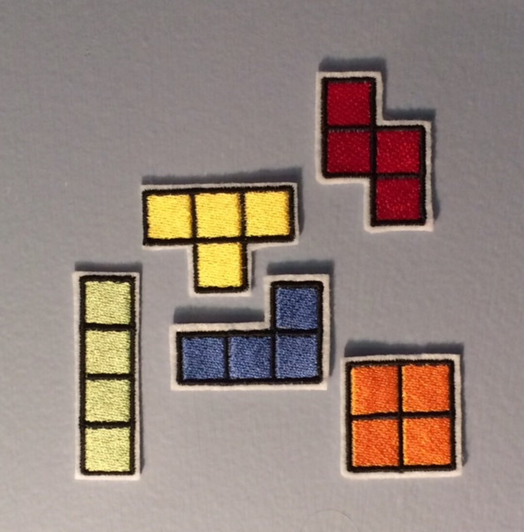 Tetris -- Set of Five Nintendo Throwback Embroidered Iron-on NES ...