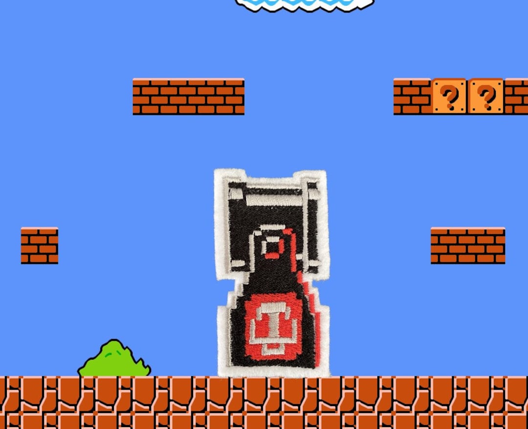 8-bit Bill Blaster Embroidered Iron-on Patch From the Original Mario ...