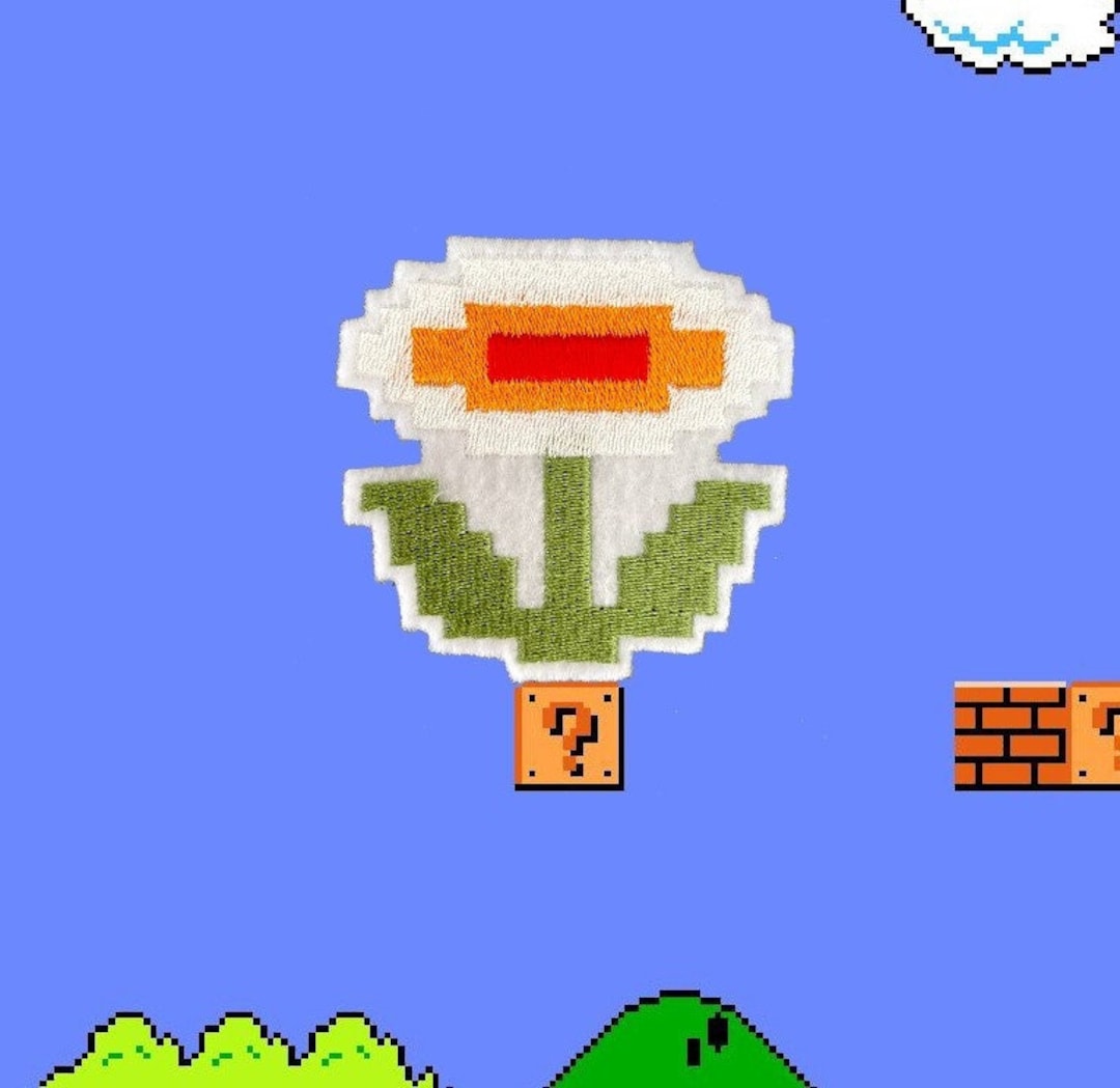 8-bit Fire Flower Embroidered Iron-on Patch From the Original Mario ...