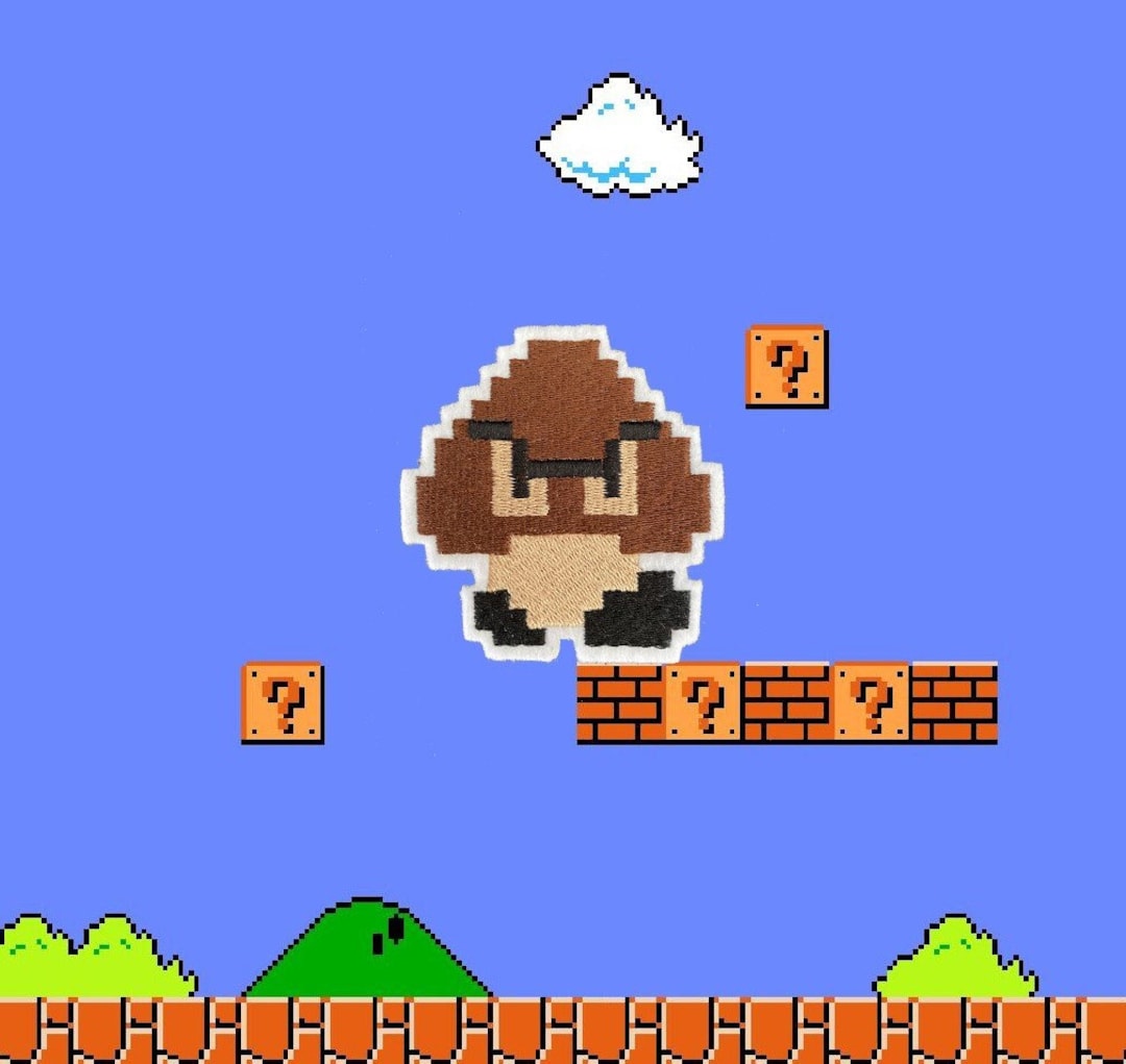 8-bit Goomba Iron-on Embroidered Patch From the Original Mario Brothers ...