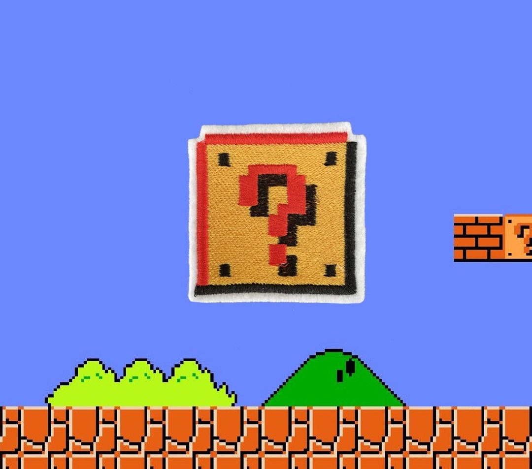 8-bit Mario Coin Block Embroidered Iron-on Patch - Etsy