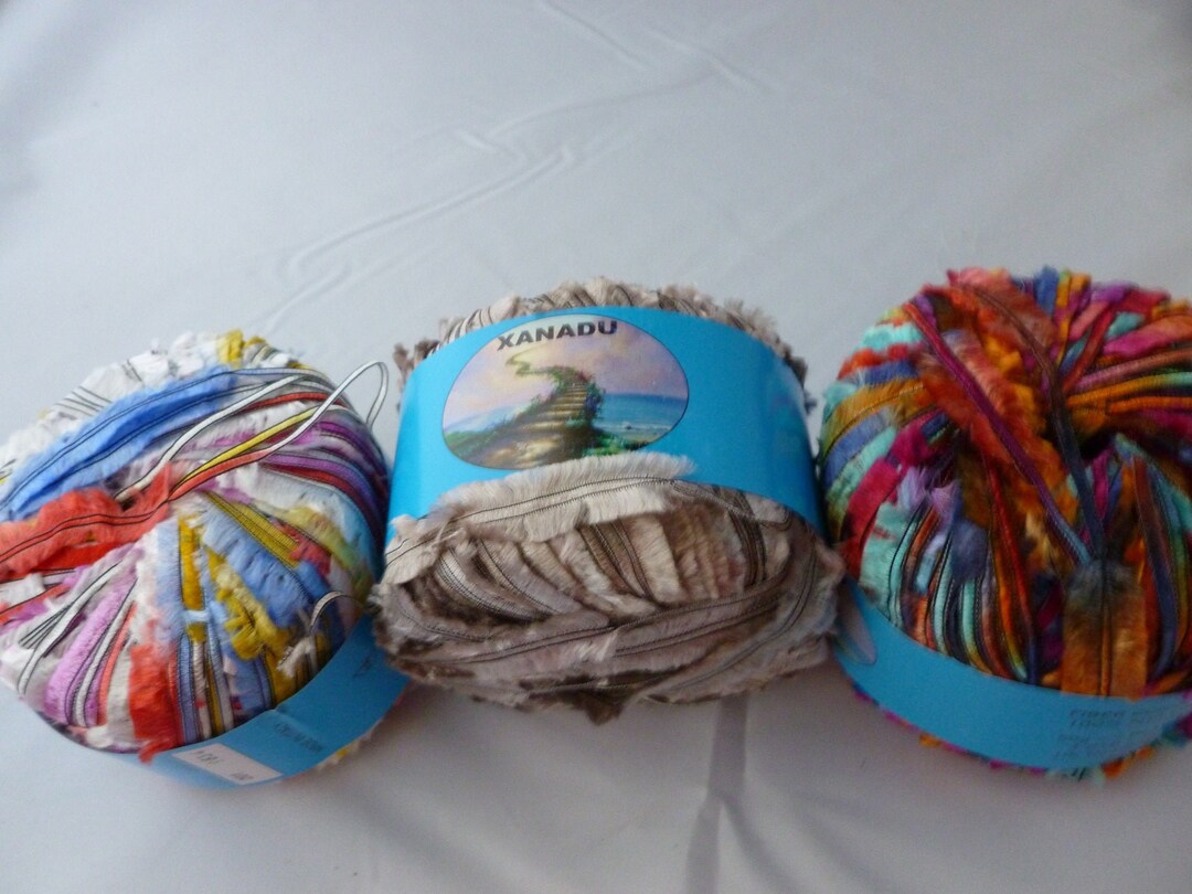 Xanadu by Kniting Fever Yarn, Thin and Thick Fringe Ribbon Yarn - Etsy