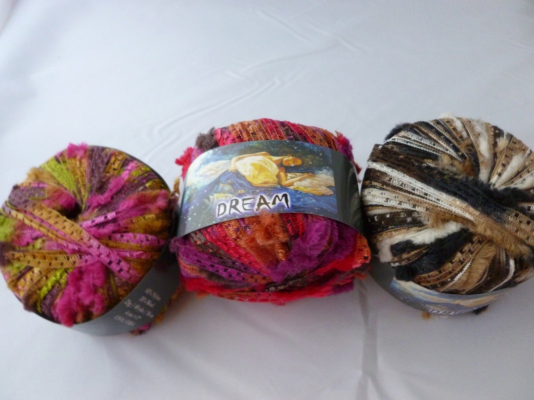 Dream by Kniting Fever Yarn, Double Railroad and Fringe Ribbon Yarn - Etsy