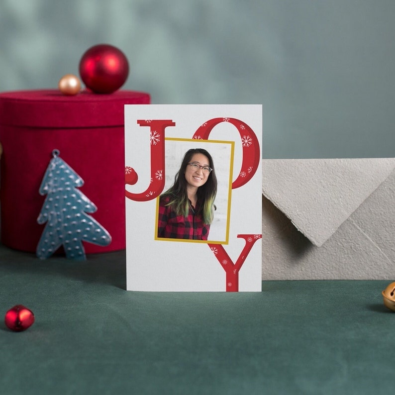 Joy Card Template, Printable Holiday Card Template, Business Photo ...