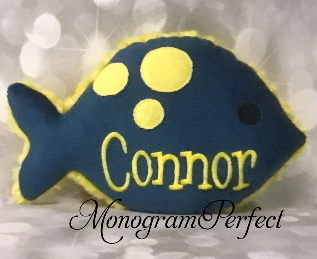 Personalized Navy Blue & Yellow Plush Fish Stuffed Animal Soft Toy - Etsy
