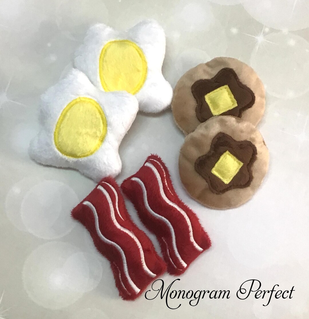 Bacon, Eggs, and Pancake Stuffies Pretend Kitchen Food Play Food Set ...
