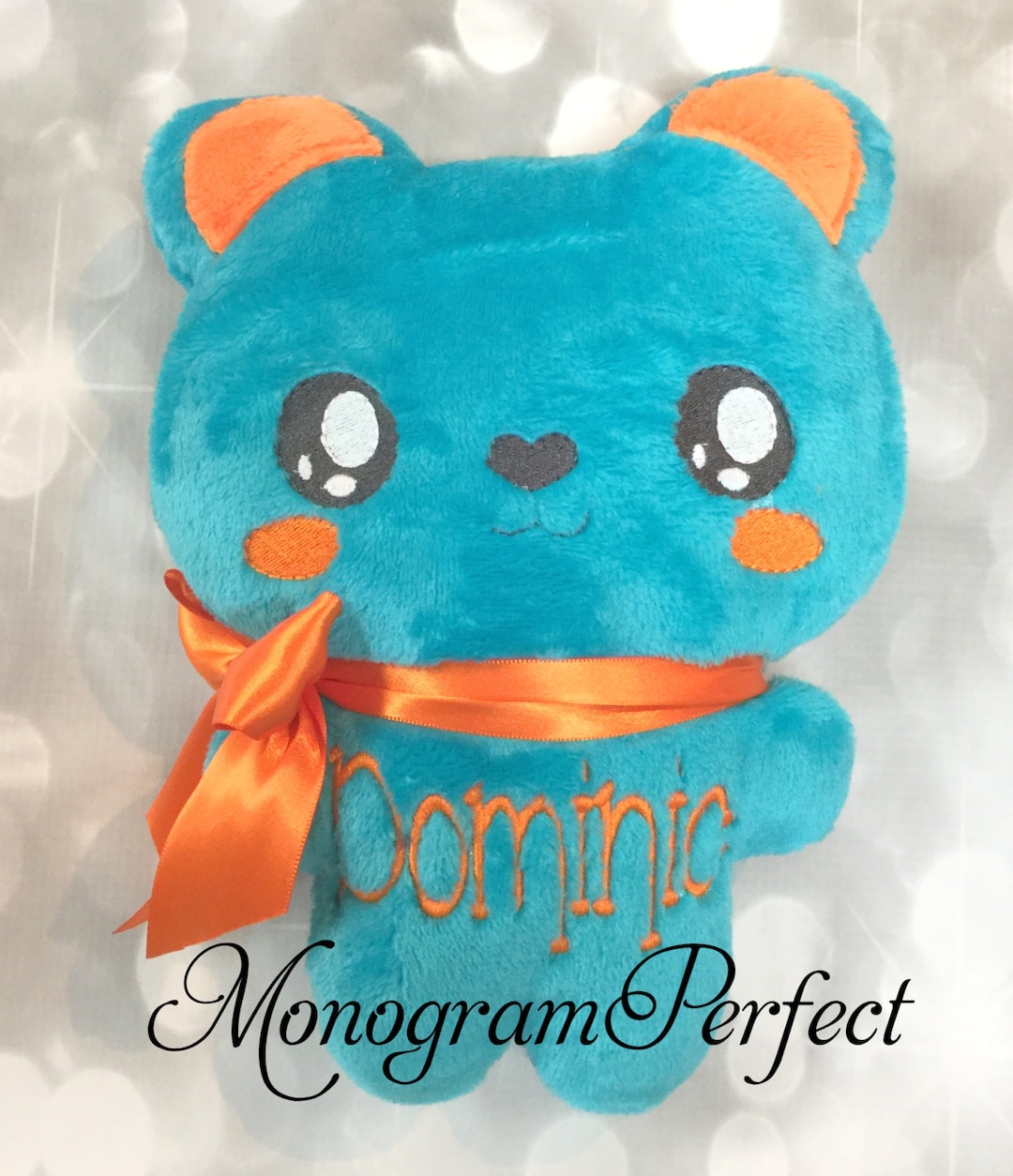 Personalized Teal Blue Teddy Bear Stuffed Animal Stuffie Handmade Soft ...