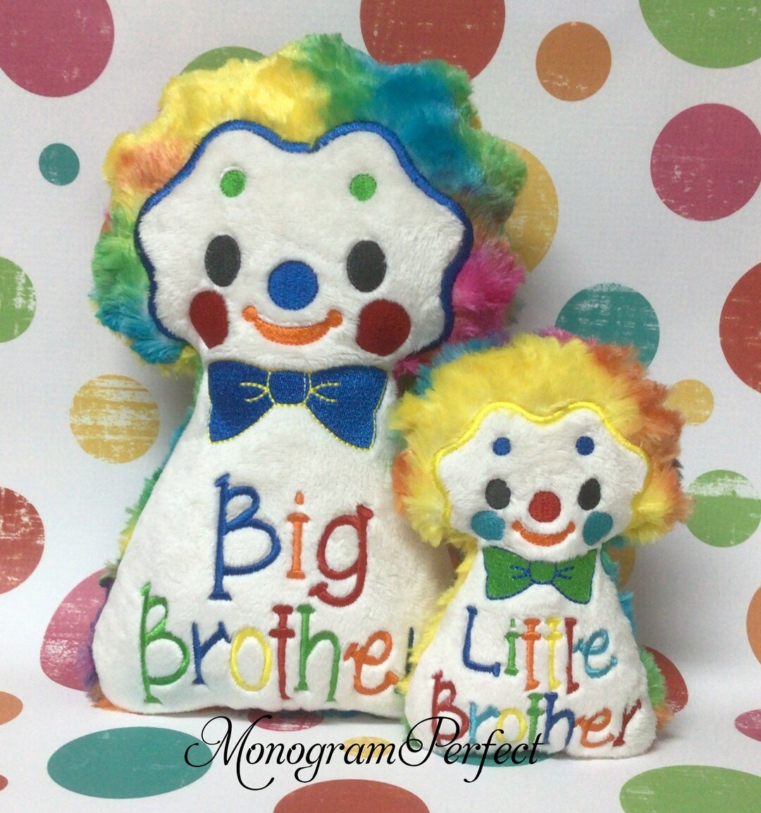 Big Brother / Little Brother Clown Circus Theme Doll & Rattle Sibling ...