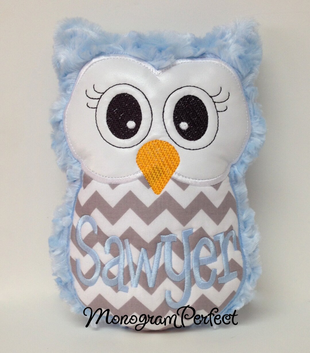 Blue & Gray Chevron Plush Owl Reading Buddy Pillow, Soft Toy - Etsy