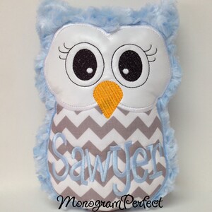 Blue & Gray Chevron Plush Owl Reading Buddy Pillow, Soft Toy - Etsy