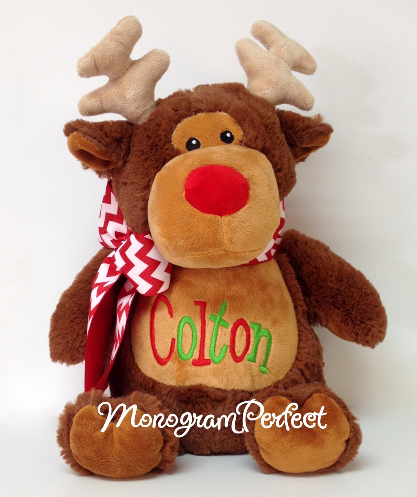 Personalized Stuffed Animal Christmas Reindeer | Etsy