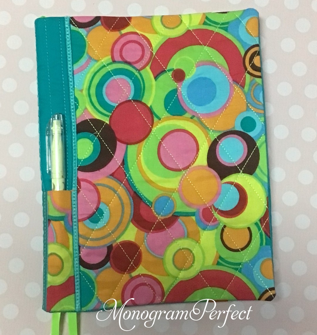 Multi-color Circle Fabric Composition Reusable Notebook Cover With Pen ...