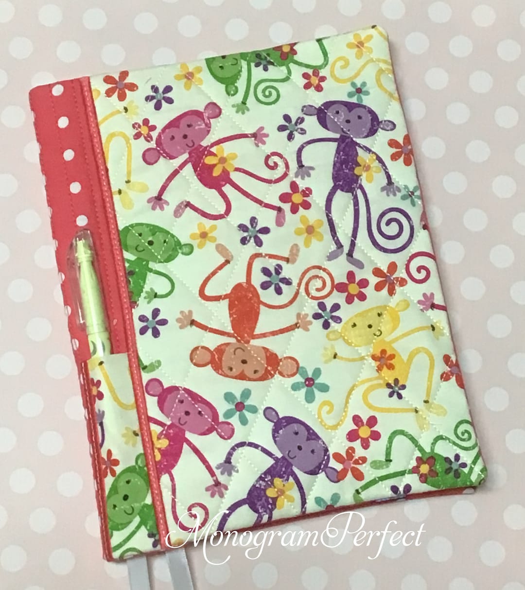 Colorful, Bright Monkey Fabric Composition Reusable Notebook Cover With ...