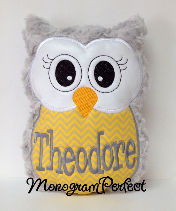 Gray and Yellow Chevron Plush Owl Reading Buddy Pillow Soft - Etsy