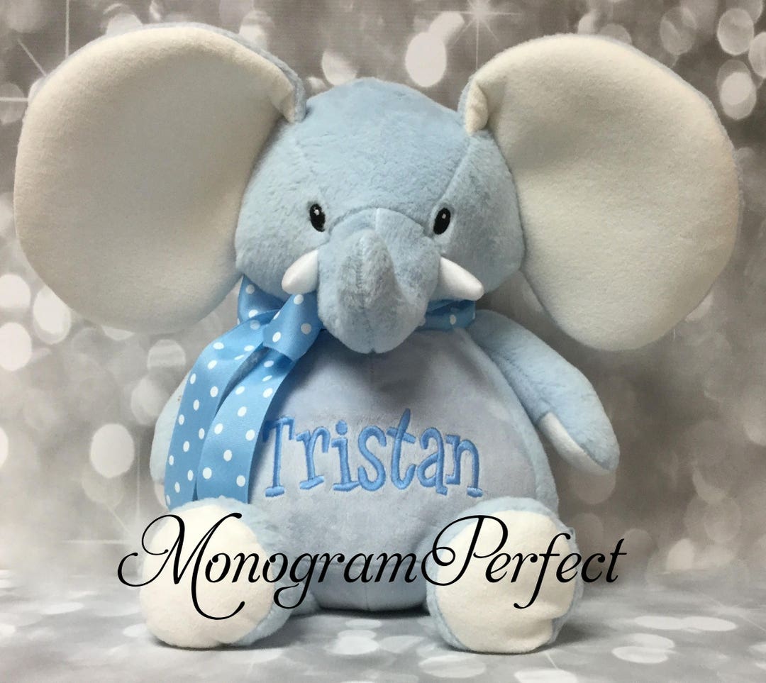 16" Personalized Blue Plush Elephant Stuffed Animal Soft Toy - Etsy