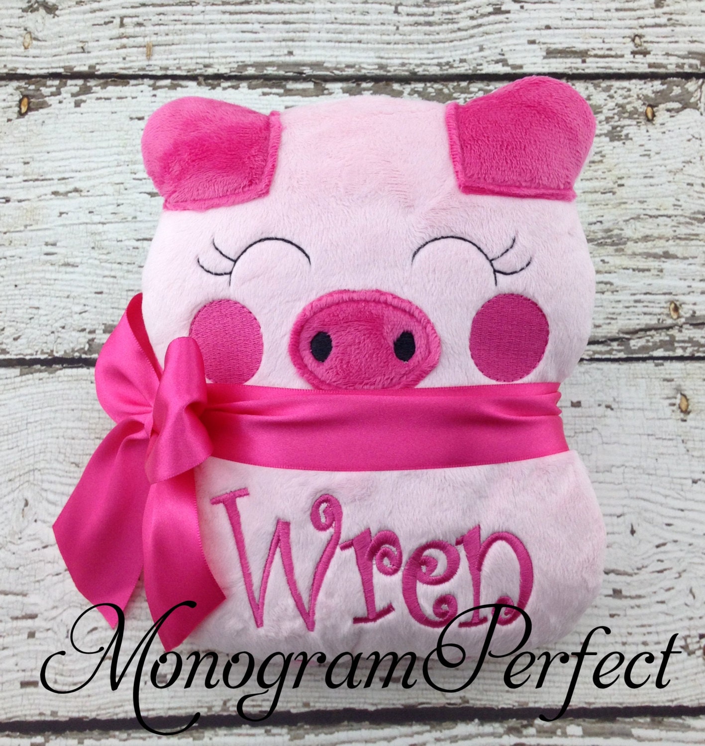 Personalized Pink Chubby Pig Stuffed Animal, Stuffie, Soft Toy - 8.75 ...