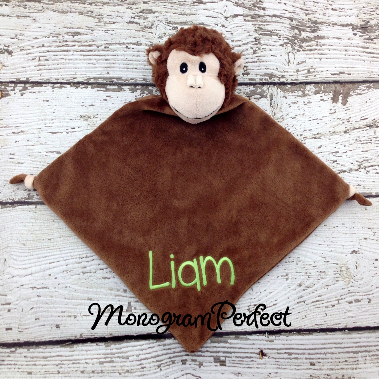 Personalized Brown Monkey Wee Blankie Cuddle Buddie | Etsy