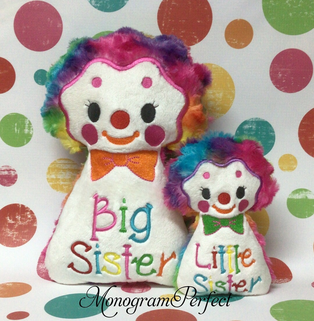 Big Sister / Little Sister Clown Circus Theme Doll & Rattle Sibling ...