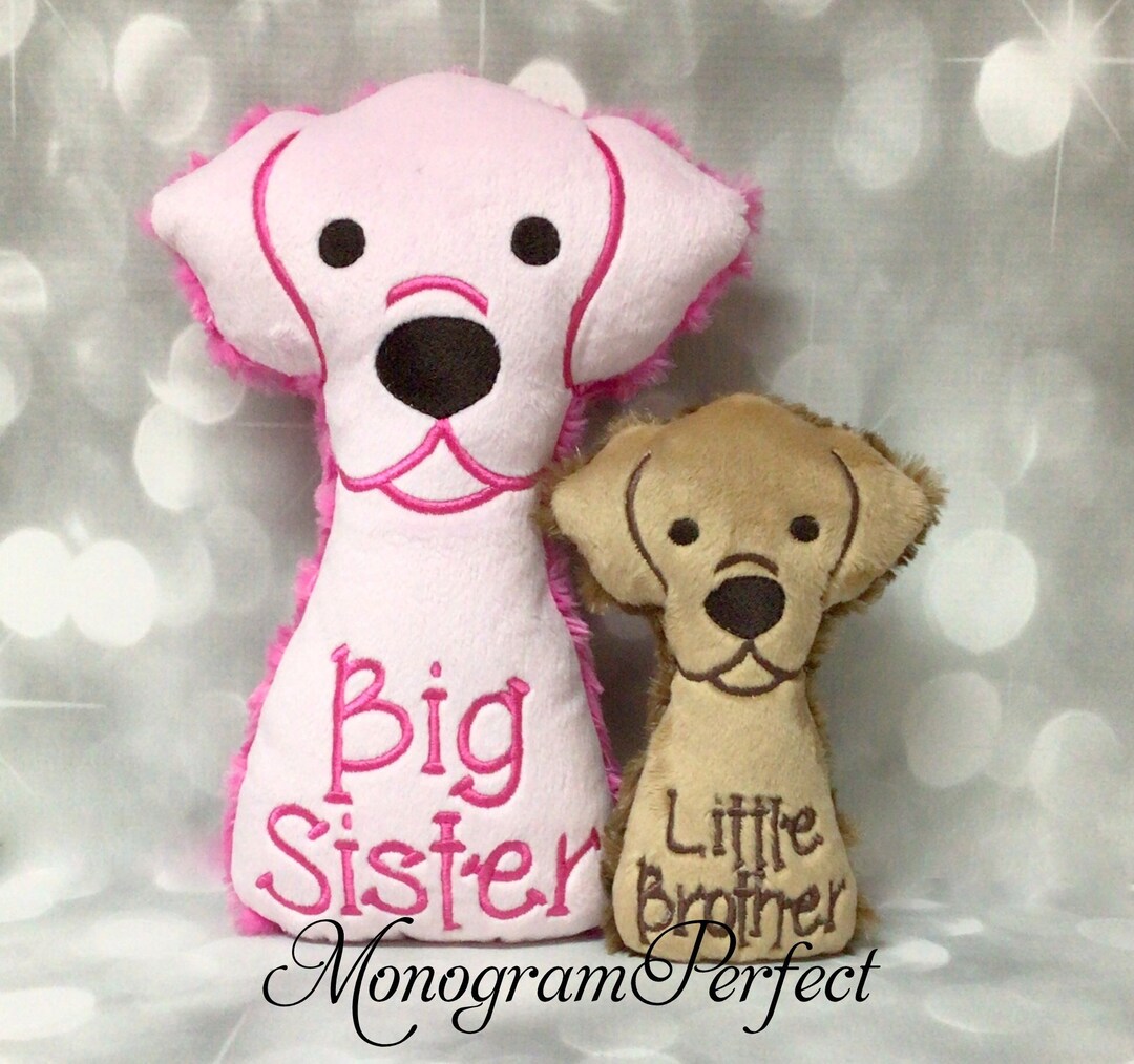 Big Sister/ Little Brother Dog Doll & Rattle Sibling Gift Set - Etsy
