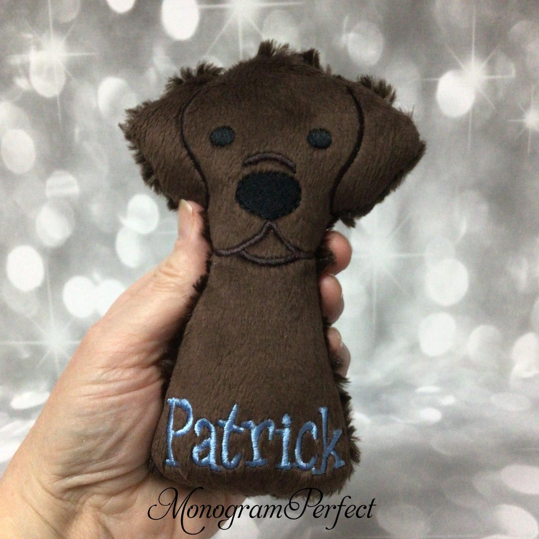 Personalized Chocolate Lab Puppy Dog Stuffed Animal Baby Rattle Soft ...