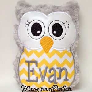 Gray and Yellow Chevron Plush Owl Reading Buddy Pillow, Soft Toy - Etsy