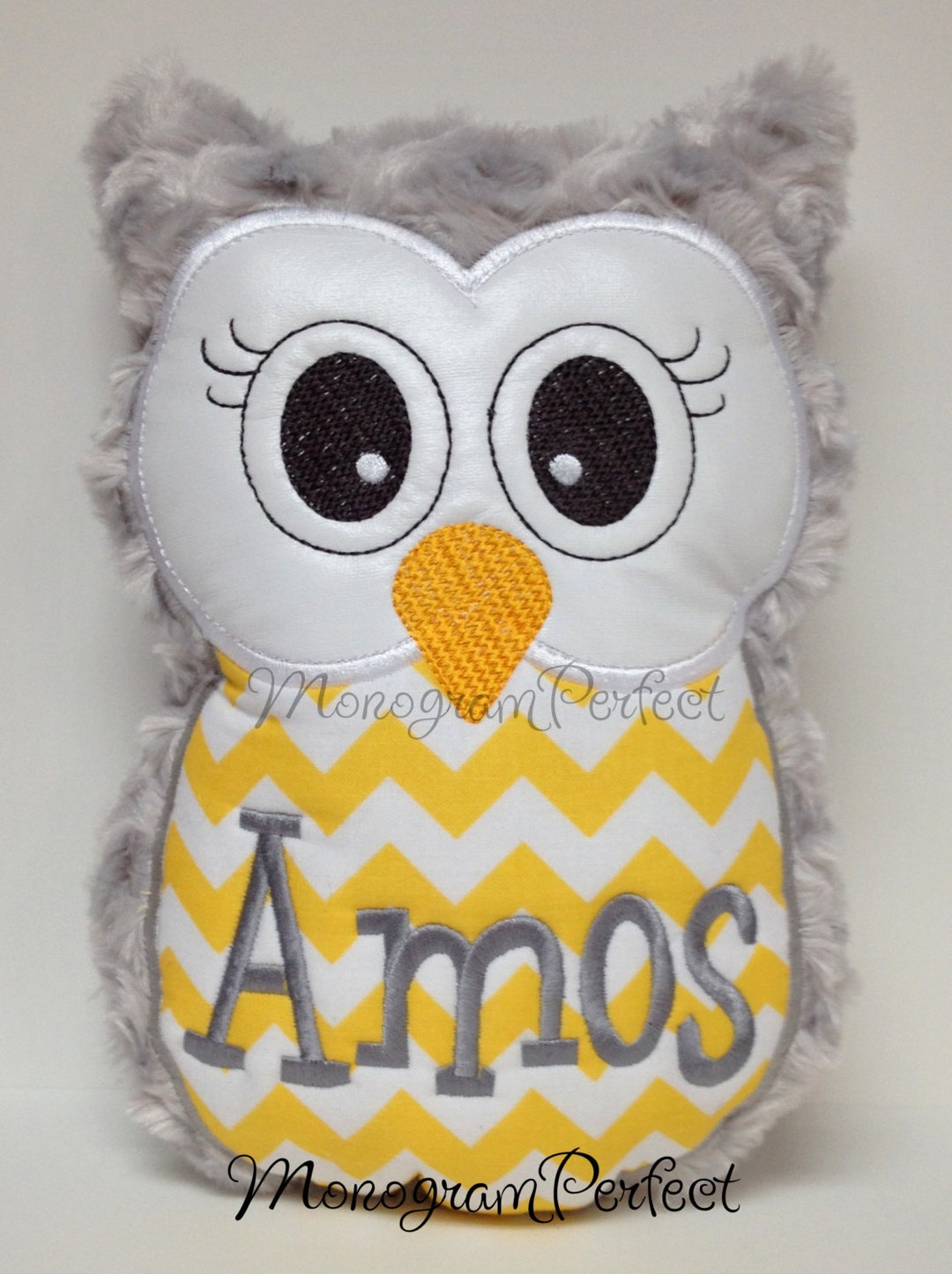 Gray and Yellow Chevron Plush Owl Reading Buddy Pillow, Soft Toy - Etsy