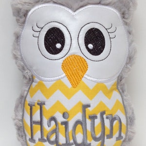 Gray and Yellow Chevron Plush Owl Reading Buddy Pillow, Soft Toy - Etsy