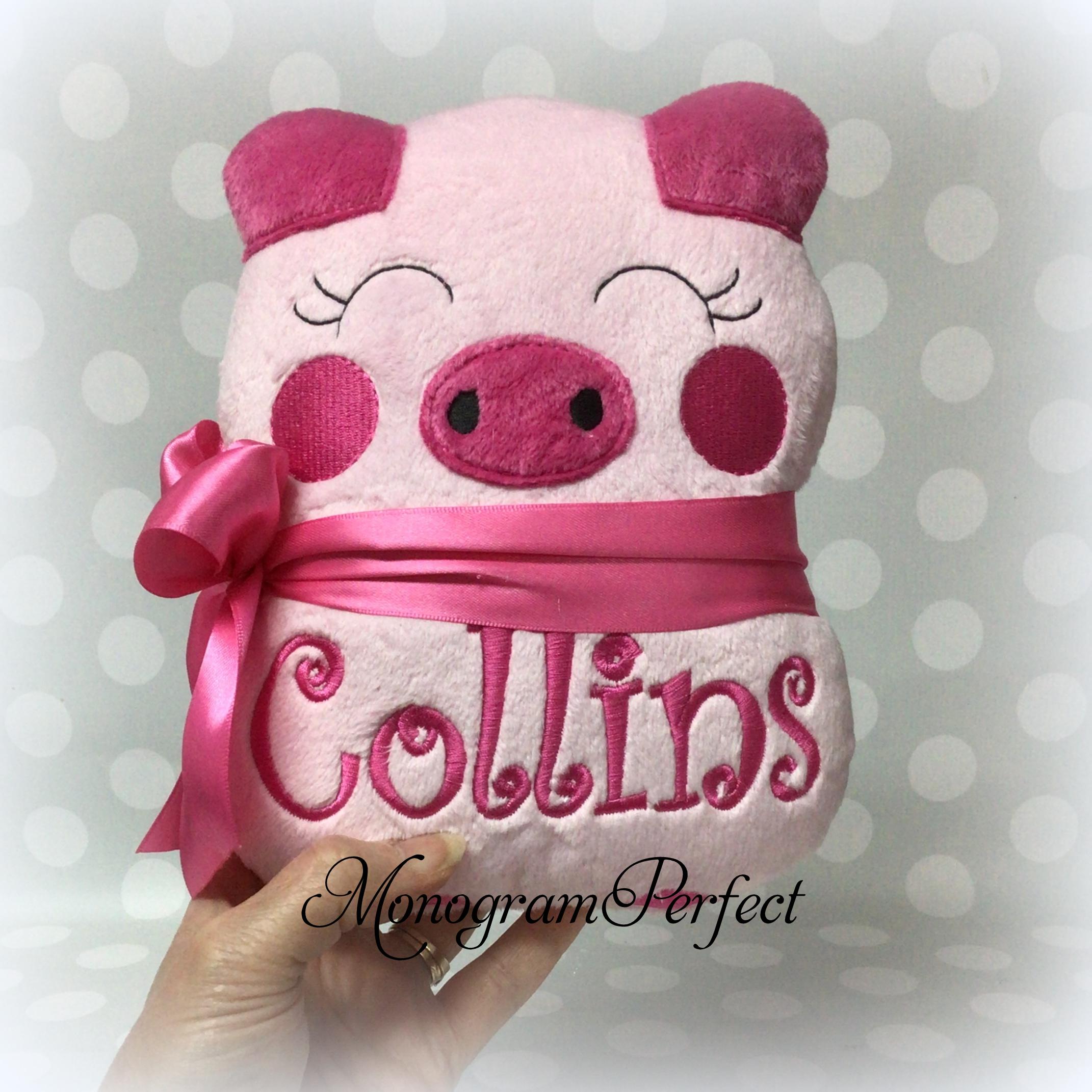 Personalized Pink Chubby Pig Stuffed Animal, Stuffie, Soft Toy - 8.75 ...