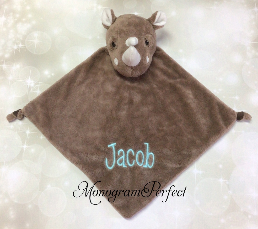 Personalized Brown Rhino Wee Blankie Cuddle Buddie - Etsy