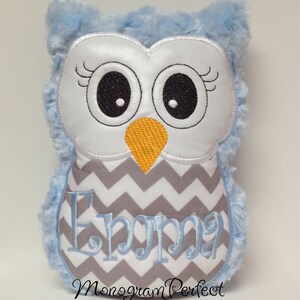 Blue & Gray Chevron Plush Owl Reading Buddy Pillow, Soft Toy - Etsy