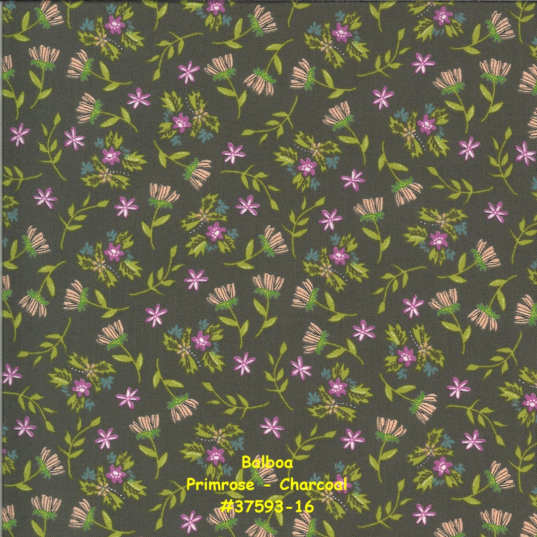 BALBOA 37593-16 Primrose Charcoal by Sherri & Chelsi for Moda Floral Prints Spring Summer blue ...
