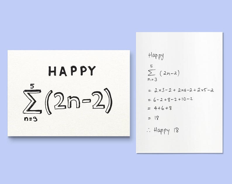 Maths 18th Birthday Card - Etsy