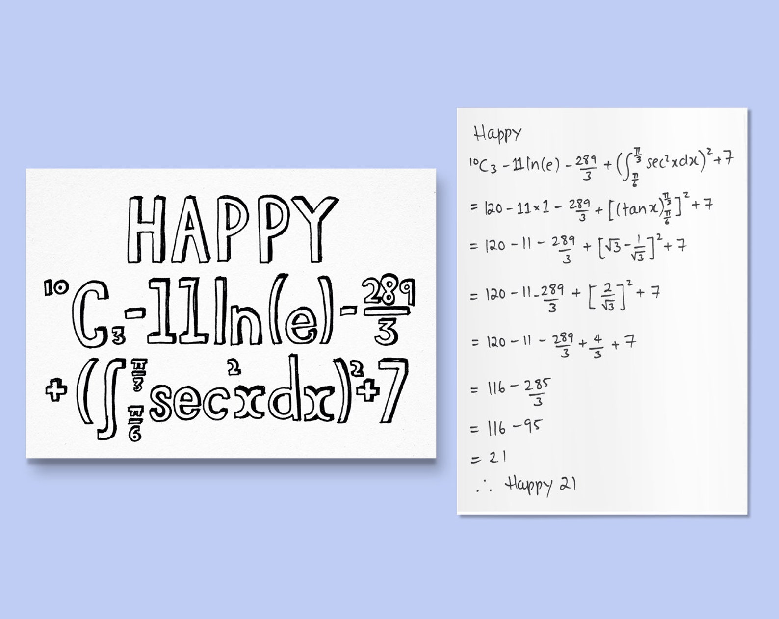 Maths 21st Birthday Card - Etsy