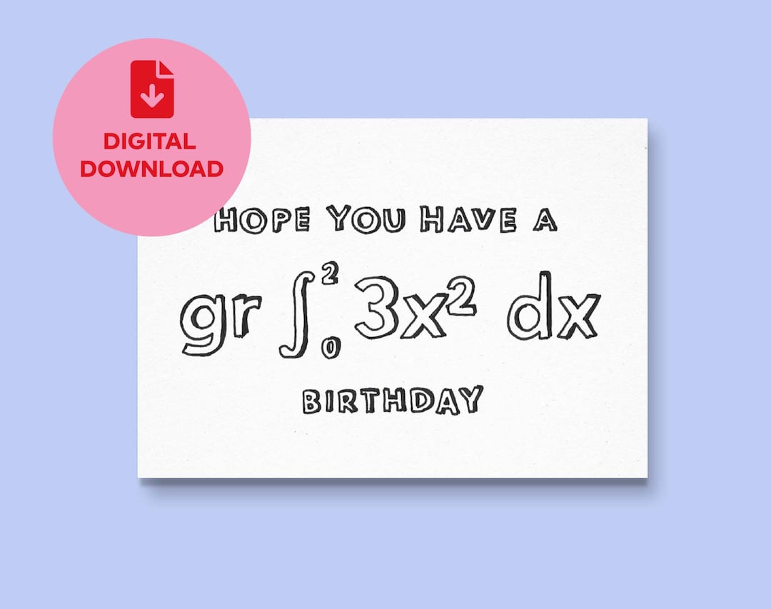 Digital Printable - Maths Birthday Card - Great Birthday Hard - Etsy