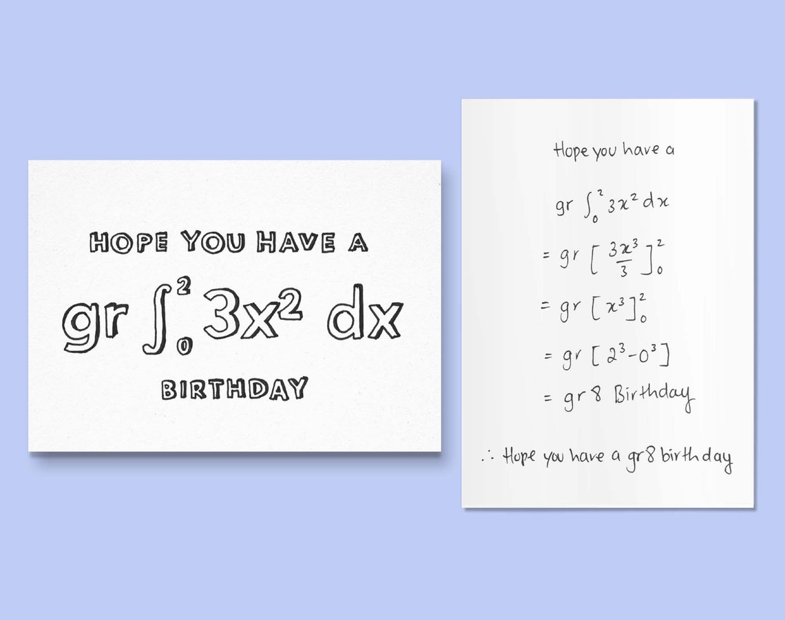Digital Printable - Maths Birthday Card - Great Birthday Hard - Etsy