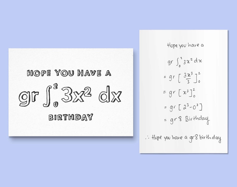 Digital Printable - Maths Birthday Card - Great Birthday Hard - Etsy
