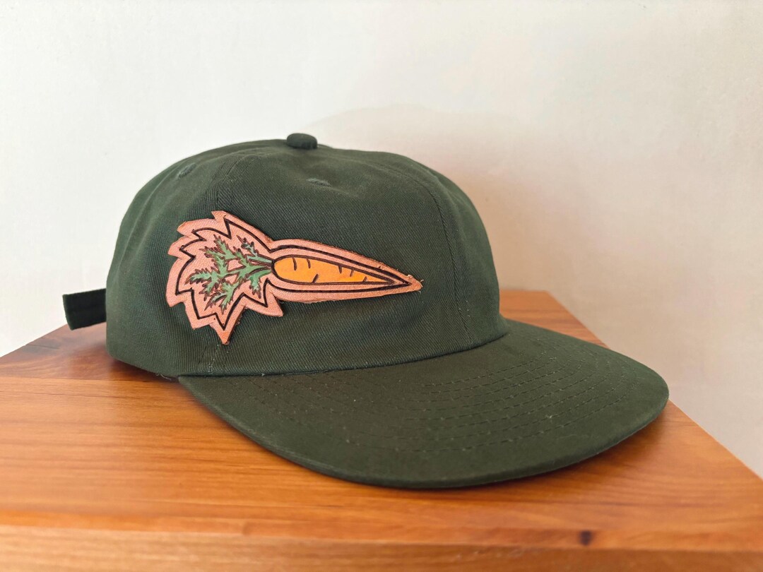 Green Carrot Leather Patch Hat - Etsy
