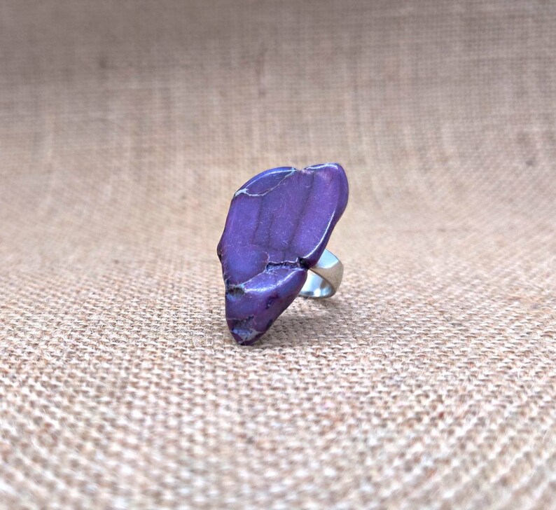 Dyed Purple Jasper Stone Adjustable Ring Hippie Vibes Boho - Etsy