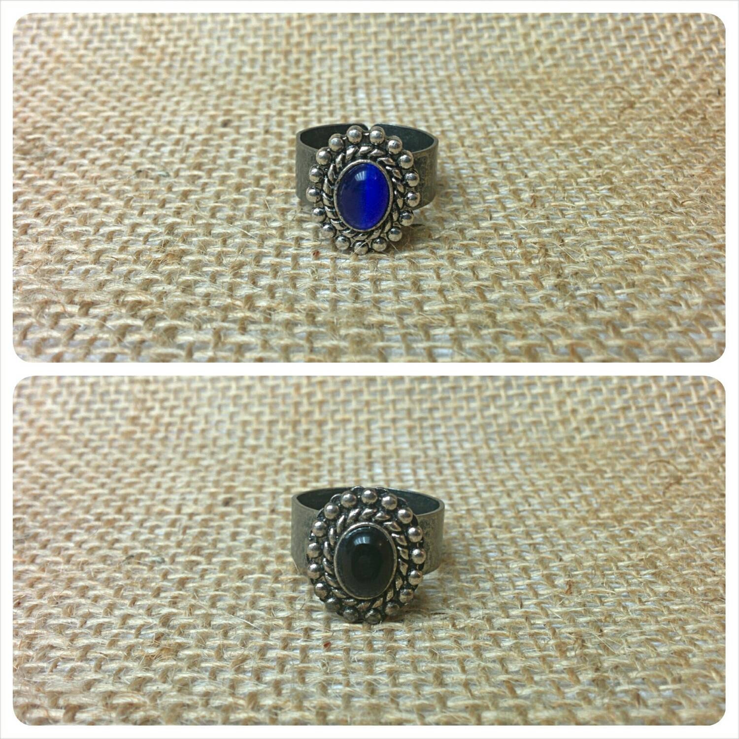 Tibetan Silver Adjustable Gypsy Ring With Small Stone Onyx | Etsy