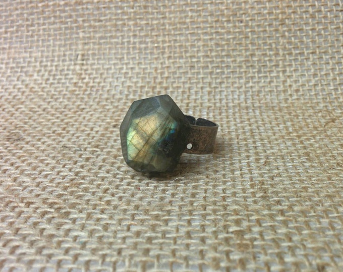 Faceted Labradorite Stone Adjustable Tibetan Silver Ring - Etsy