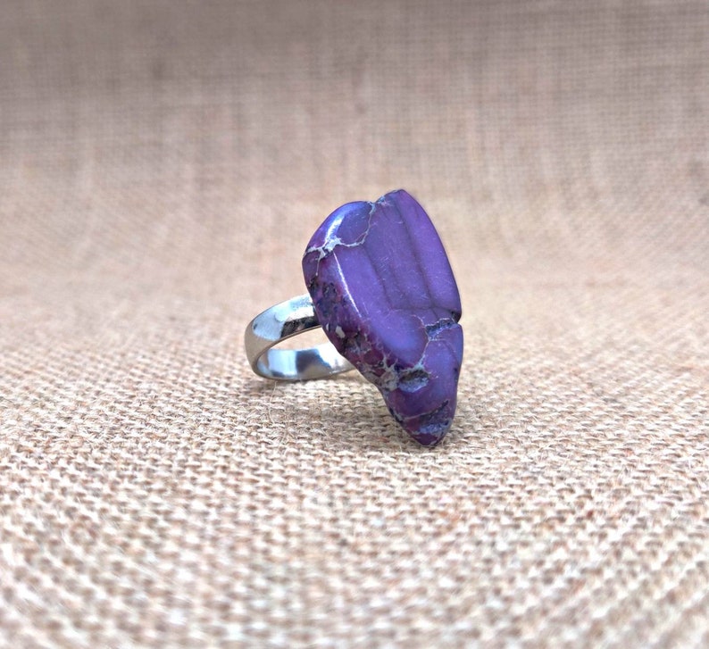 Dyed Purple Jasper Stone Adjustable Ring Hippie Vibes Boho - Etsy