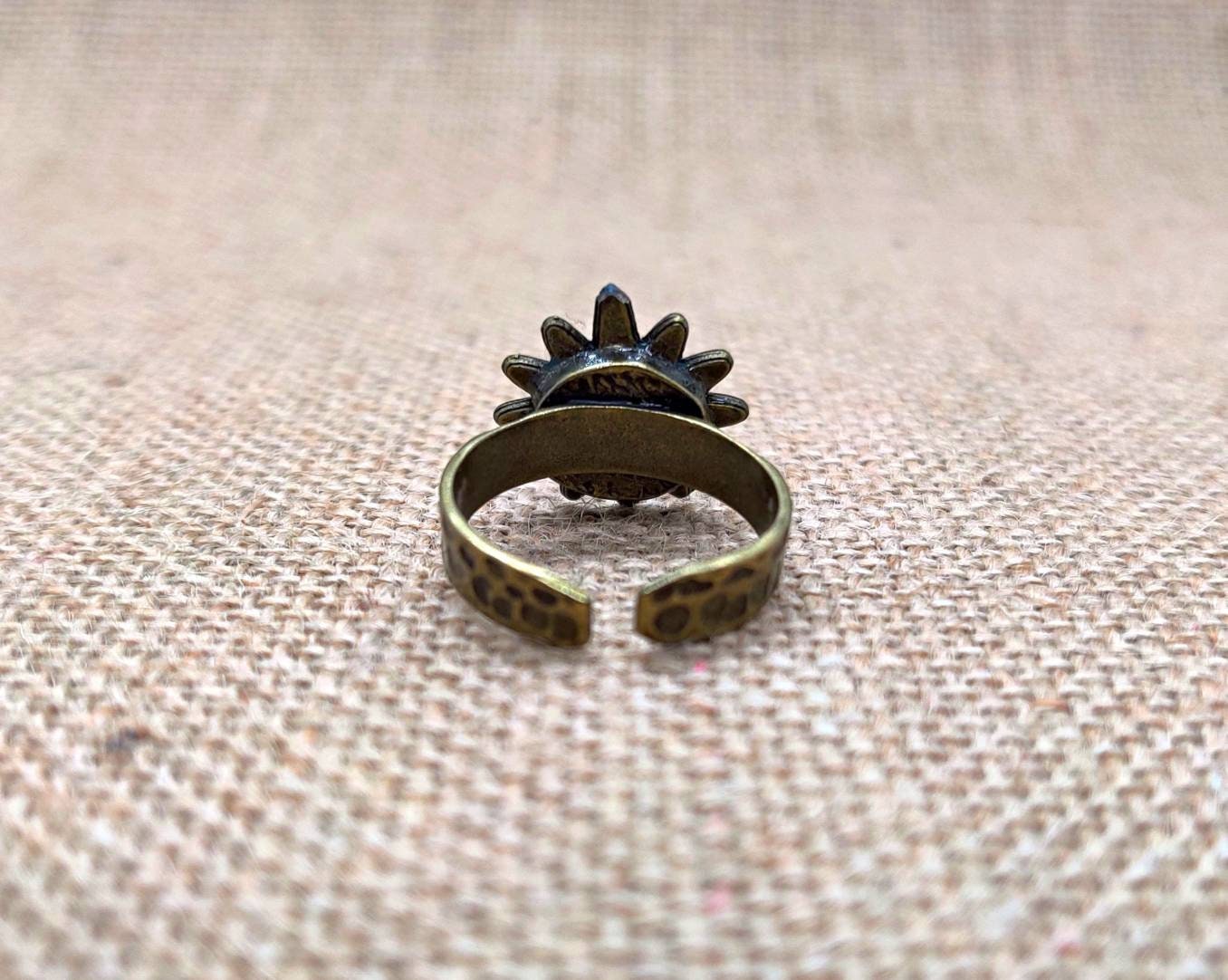 Adjustable Smiling Sun Ring: Hammered Metal Band, Boho Hippie Style - Etsy