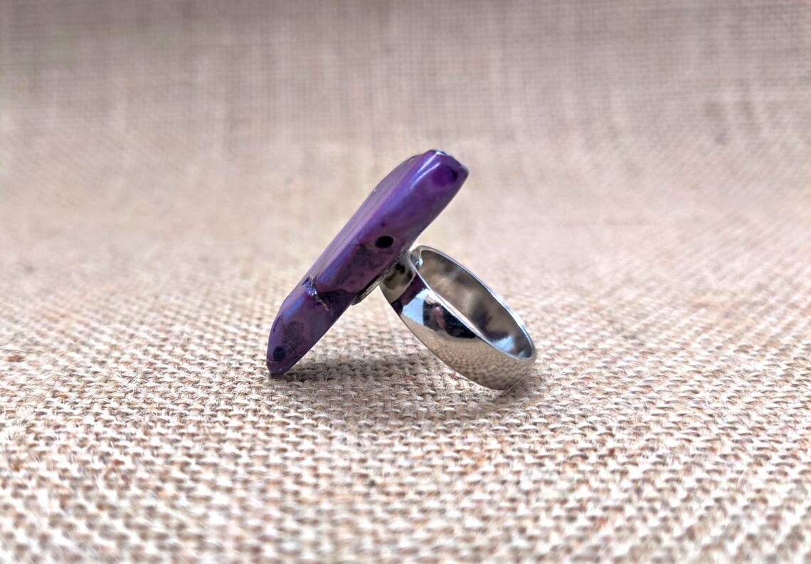 Dyed Purple Jasper stone adjustable ring hippie vibes boho | Etsy