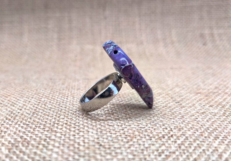 Dyed Purple Jasper Stone Adjustable Ring Hippie Vibes Boho - Etsy