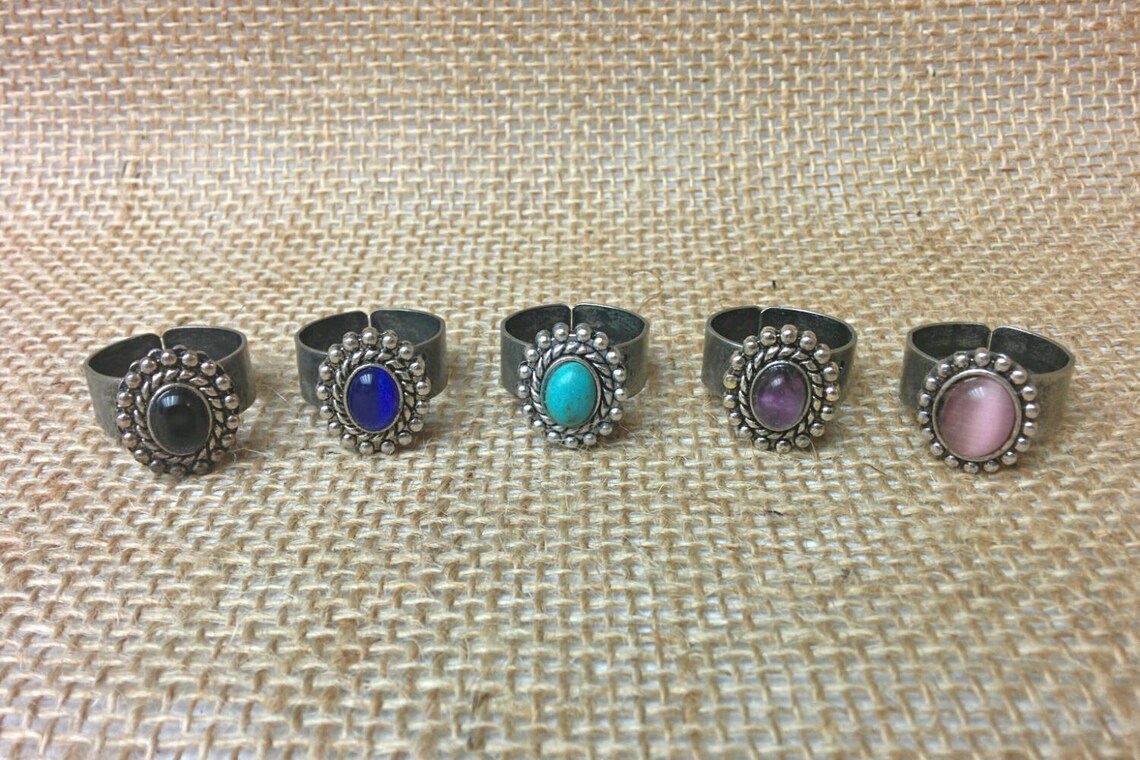 Tibetan Silver Adjustable Gypsy Ring With Small Stone Onyx - Etsy