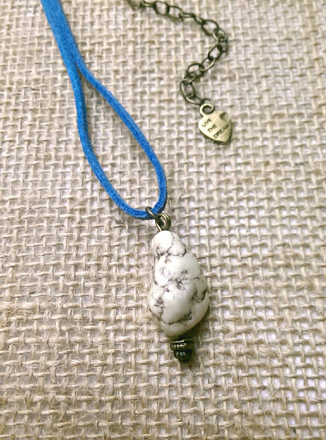 Howlite Stone Necklace Blue Suede Adjustable Festival - Etsy