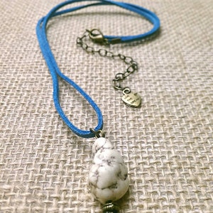 Howlite Stone Necklace Blue Suede Adjustable Festival - Etsy