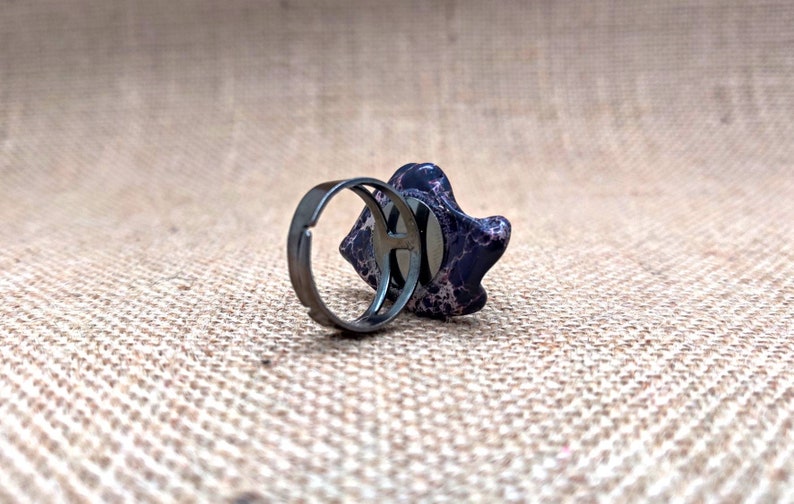 Dyed Purple Jasper Stone Ring on Gunmetal Adjustable Ring - Etsy